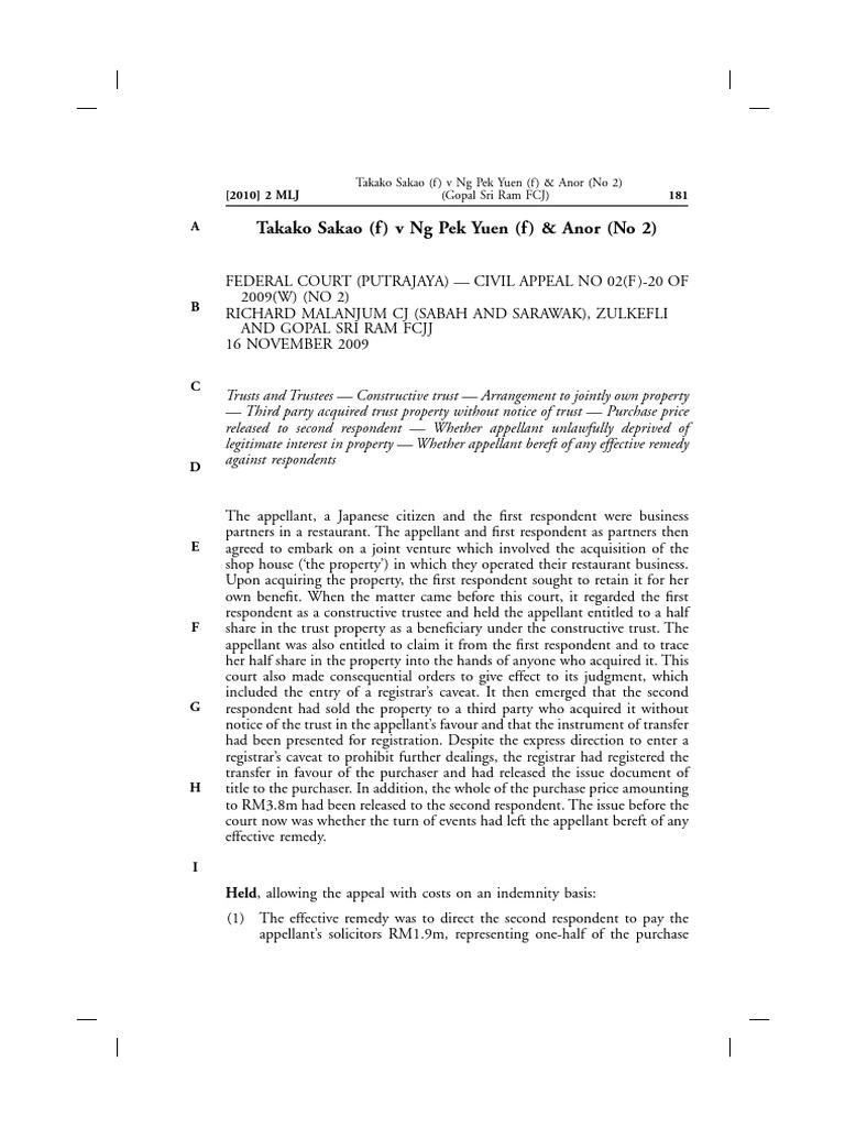 Takako Sakao (F) V NG Pek Yuen (F) & Anor (No 2) | PDF | Legal Remedy | Appeal