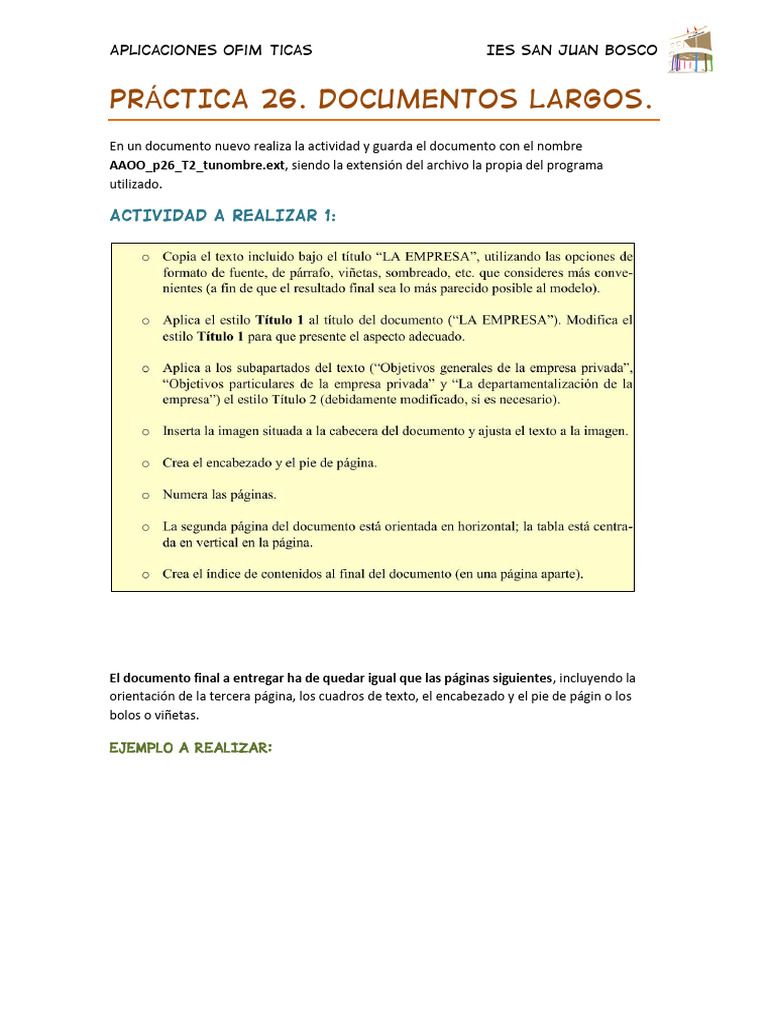 PRÁCTICA 26 - Documentos Largos | PDF