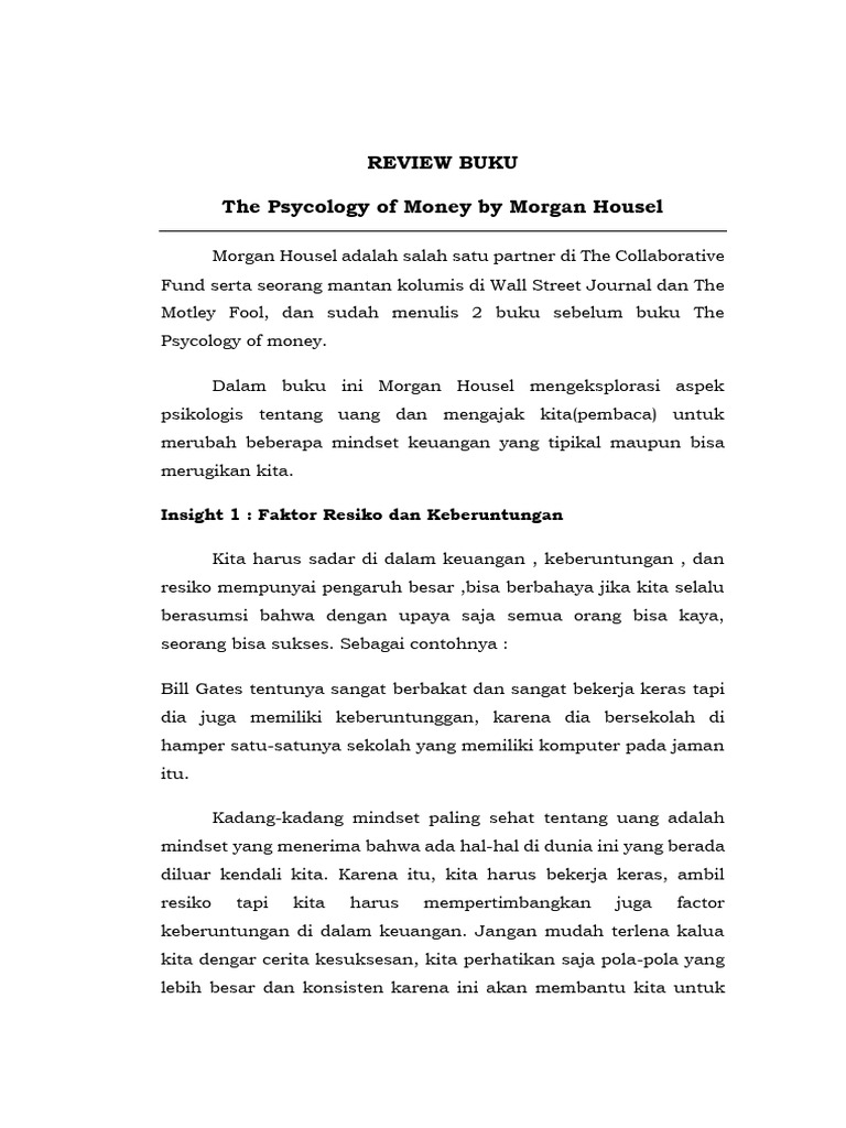 Ulasan Buku: The Psychology of Money | PDF | Pengembangan Diri