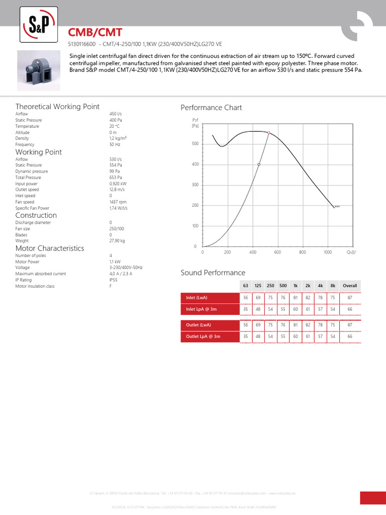Centrifugal Fan CMT/4-250/100 Specs | PDF | Mechanical Engineering ...