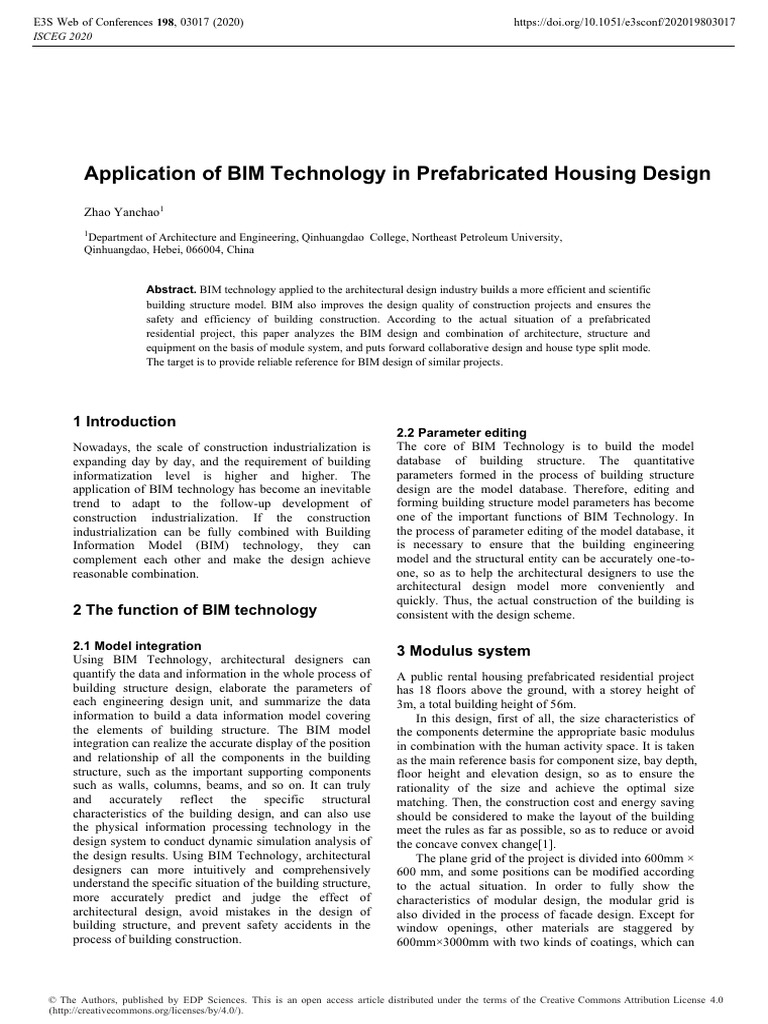 Application of BIM Technology in Prefabricated Hou | PDF | Building ...