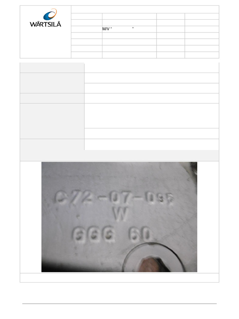 Wartsila L 46 - Cylinder Heads - Measurement of Sealing Surface - NC CH C72-07-095 | PDF