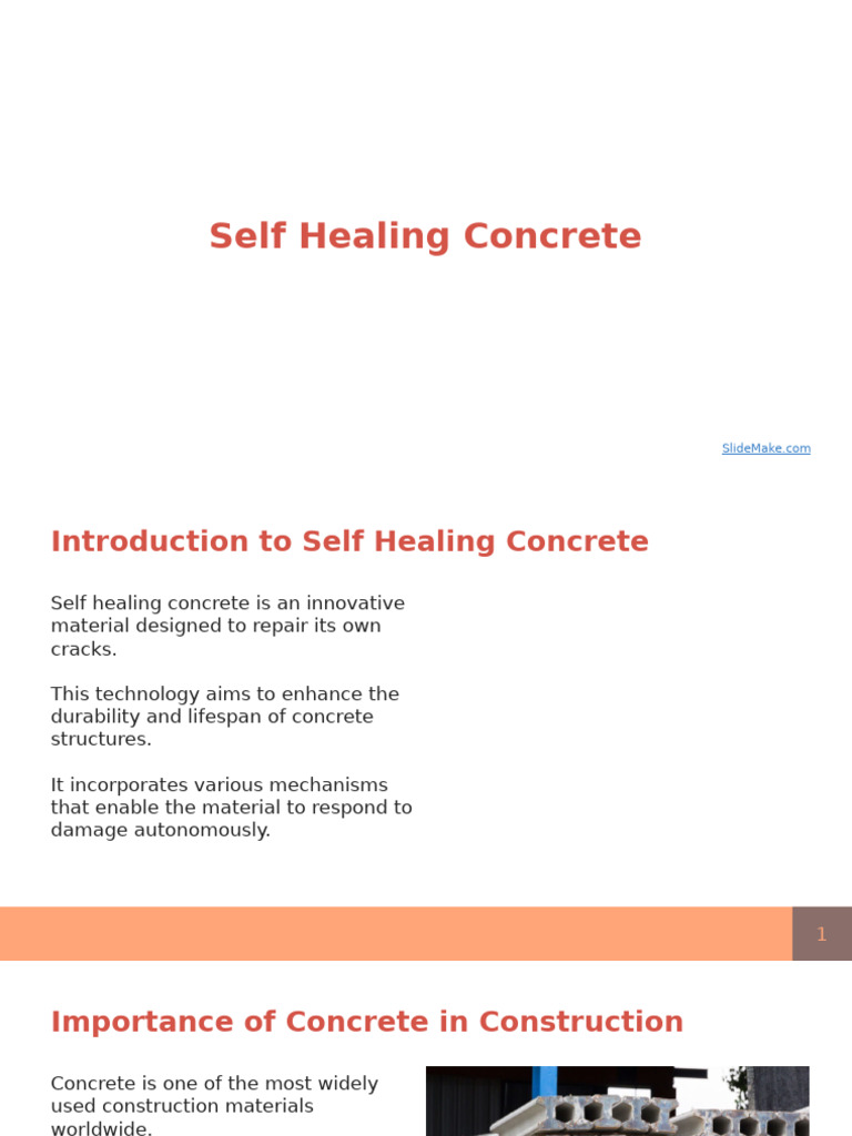 Self Healing Concrete | PDF | Concrete | Materials