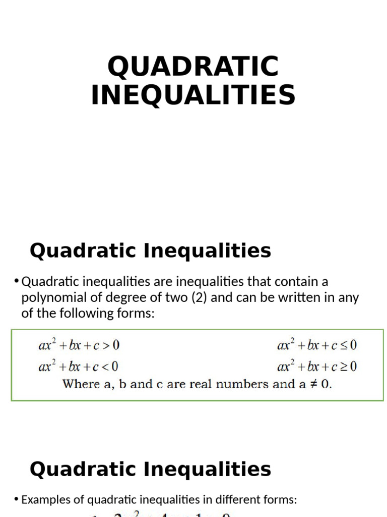 G9 Math Quadratic-Inequalities | PDF