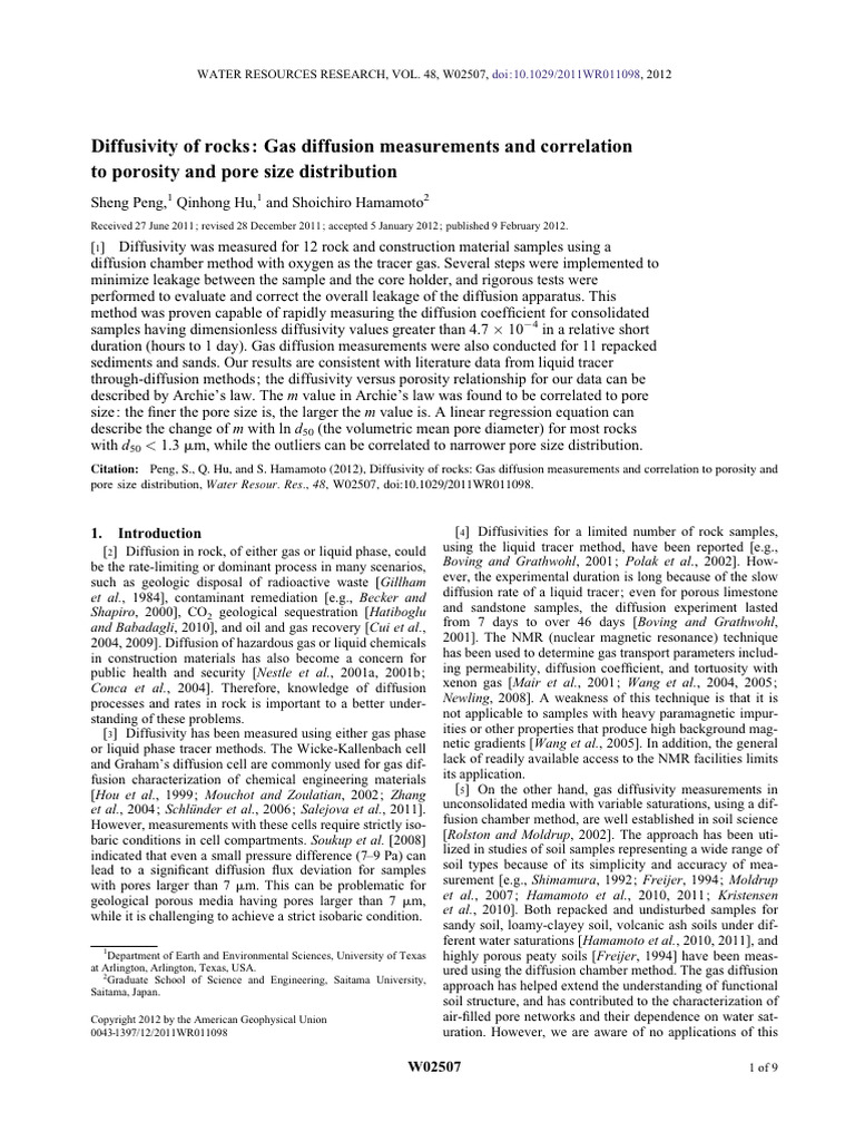Water Resources Research - 2012 - Peng - Diffusivity of Rocks Gas ...