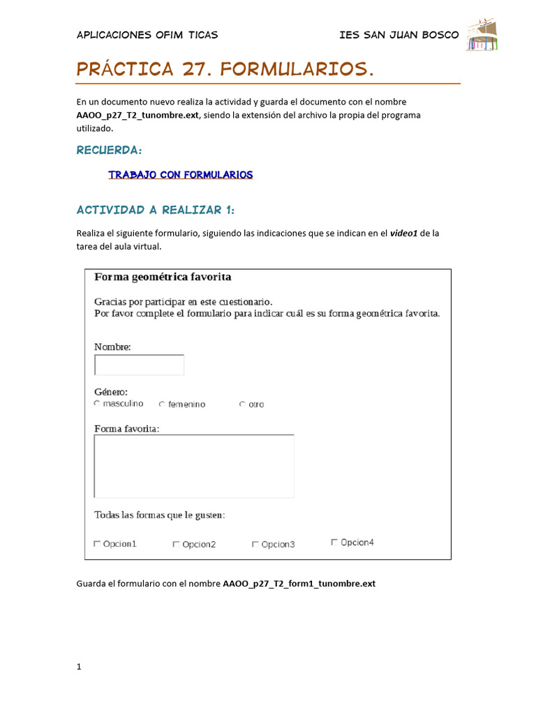 PRÁCTICA 27 - Formularios | PDF | Arte | Tecnología e ingeniería