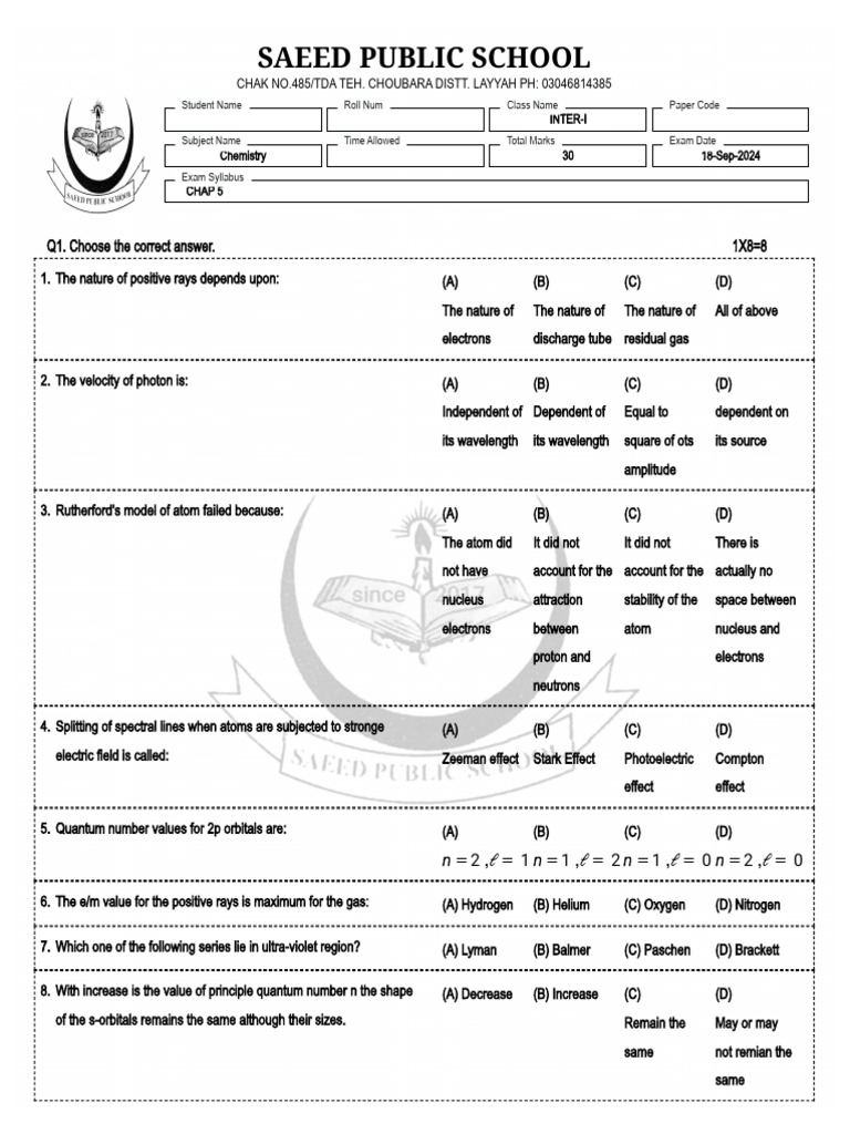 PrintPaperSingle - PTS | PDF | Atoms | Electron