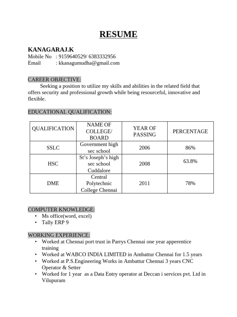 K.raj Resume | PDF