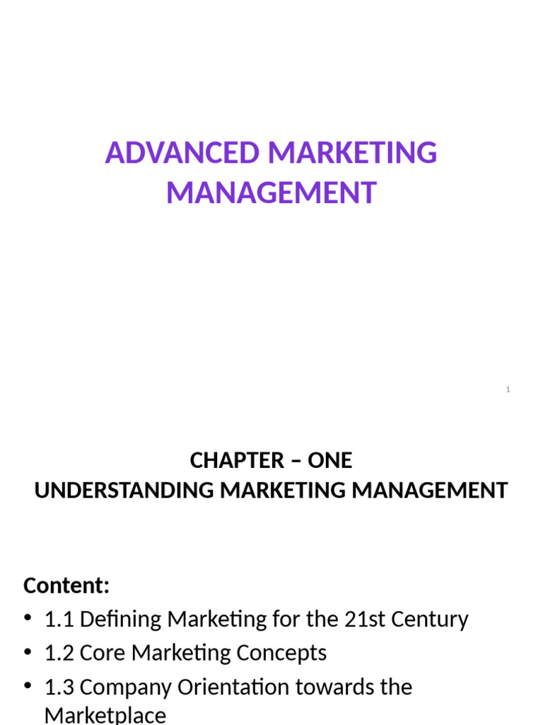 Chapter 1 Advanced Marketing Management | PDF | Marketing | Market (Economics)