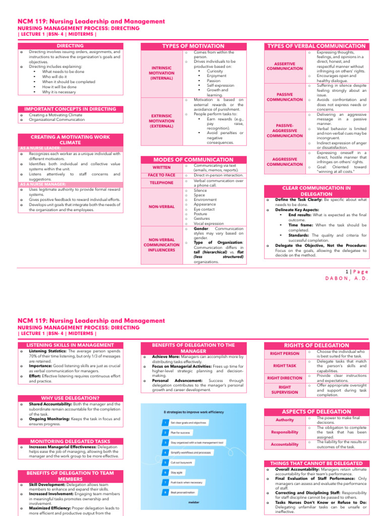 NCM 119 - Lec 3 - Midterm | PDF | Motivational | Motivation