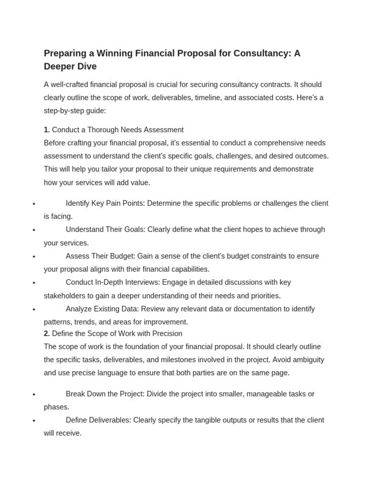 Crafting Effective Financial Proposals | PDF | Pricing | Needs Assessment