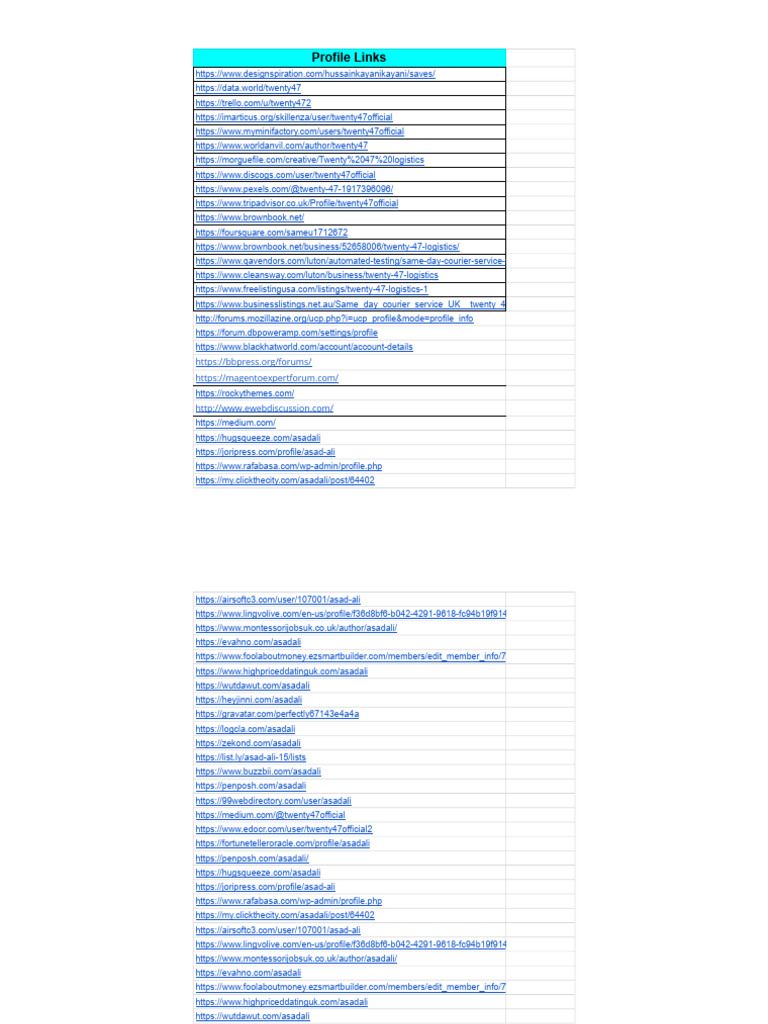 Backlinks Indexing File Logistic - Sheet1 (1) | PDF