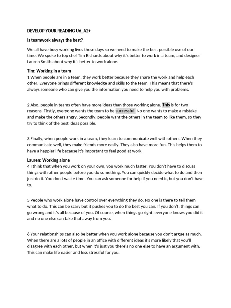 Develop Your Reading U6 - A2+ | PDF | Psychological Concepts | Social Psychology