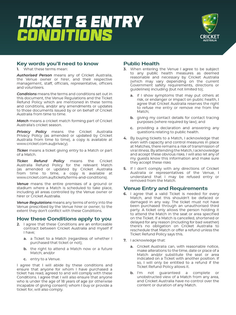 Ticket and Entry Conditions 24 25 | PDF | Debit Card | Credit Card