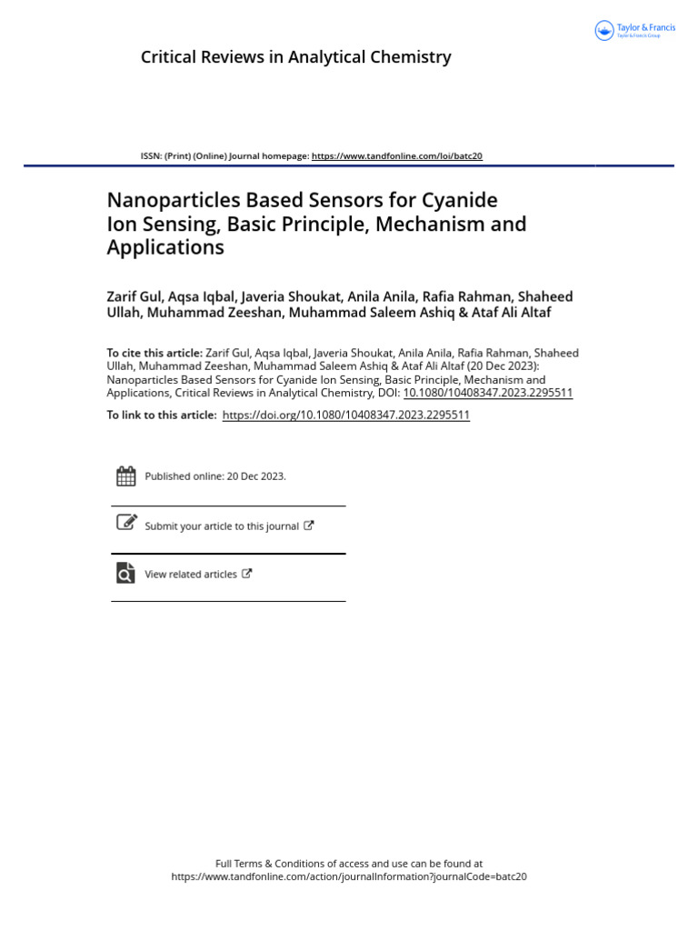 Nanoparticles Based Sensors For Cyanide Ion Sensing Basic Principle ...