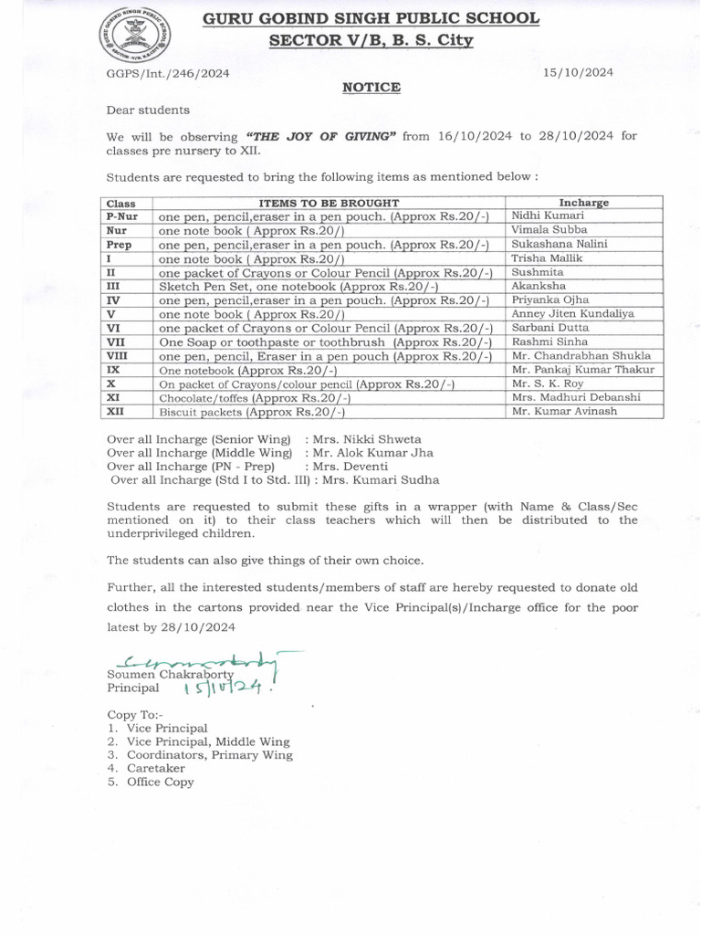 Notice - Joy of Giving | PDF