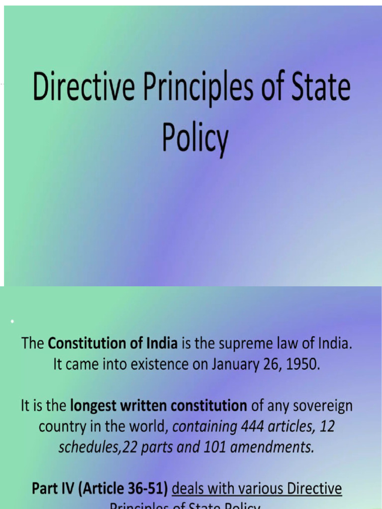 Directive Principles of State Policy | PDF