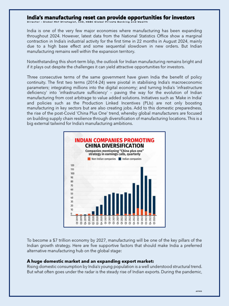 India's Manufacturing Reset Can Provide Opportunities For Investors ...