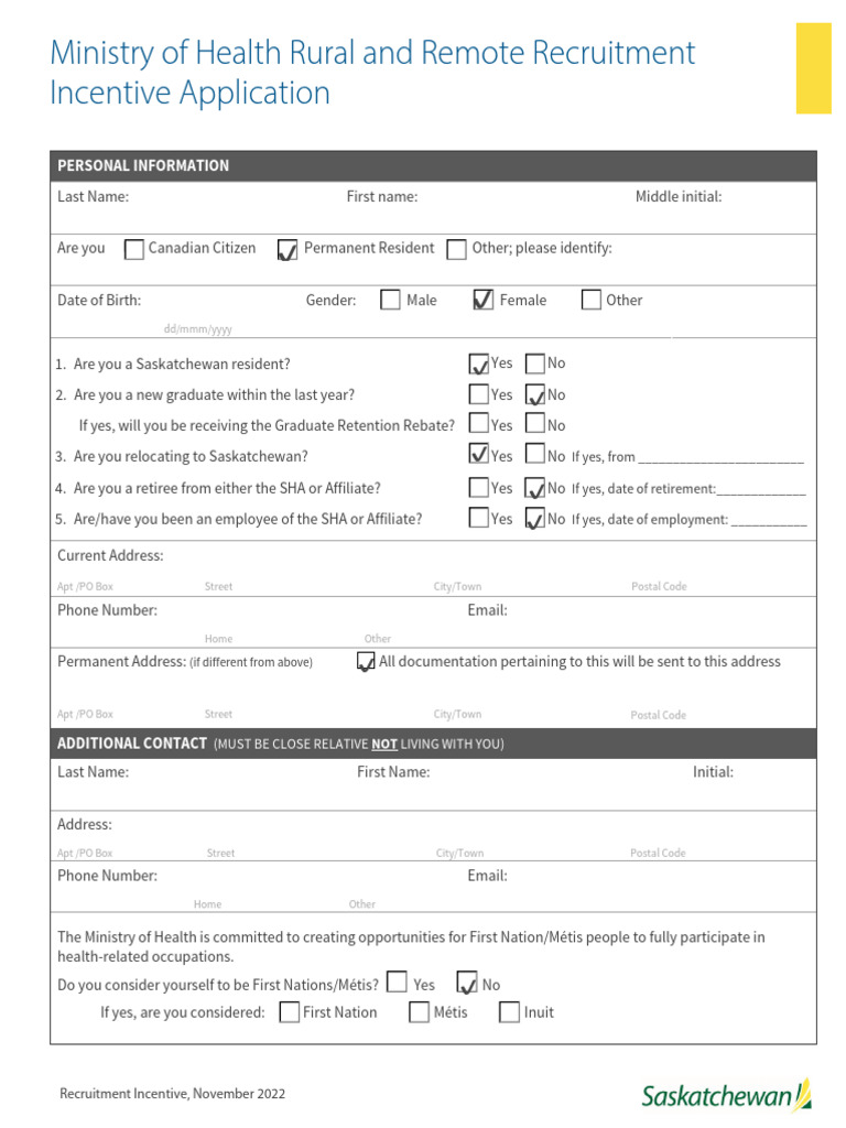 Ministry of Health Rural and Remote Recruitment Incentive Application ...