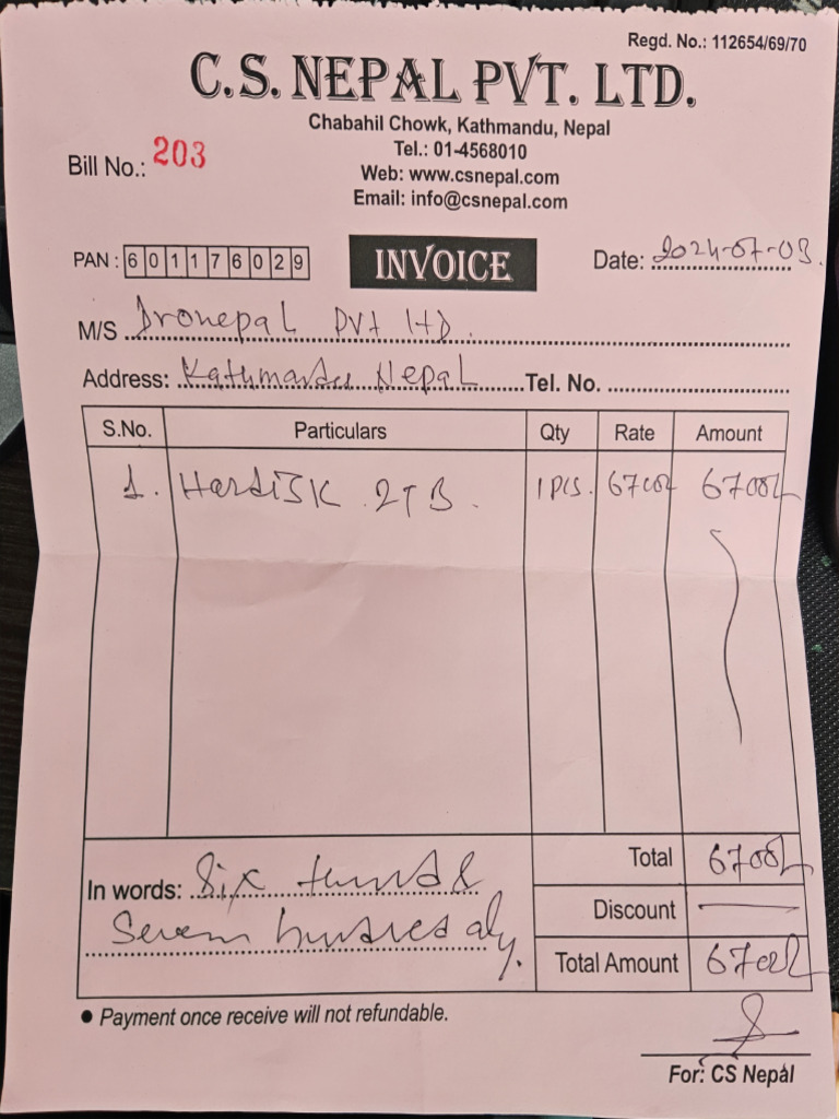 CS Nepal Pan Bill | PDF