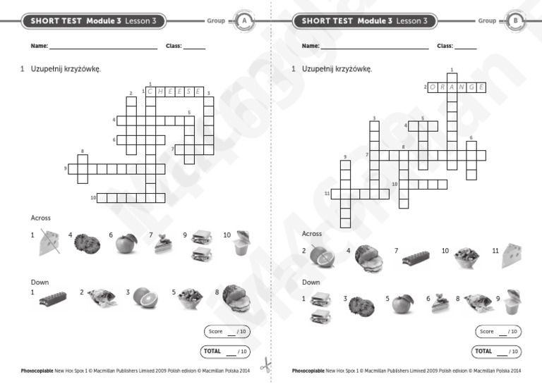 New Hot Spot 1 Short Test Module 3 Lesson 3 | PDF
