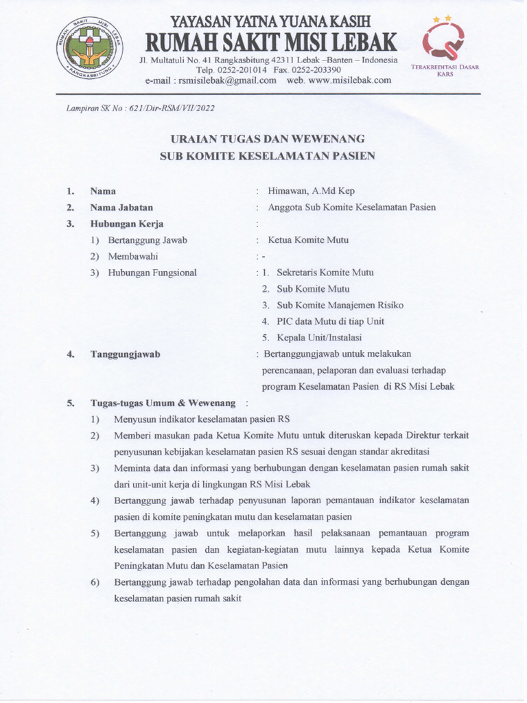 Utw Sub Komite Himawan | PDF