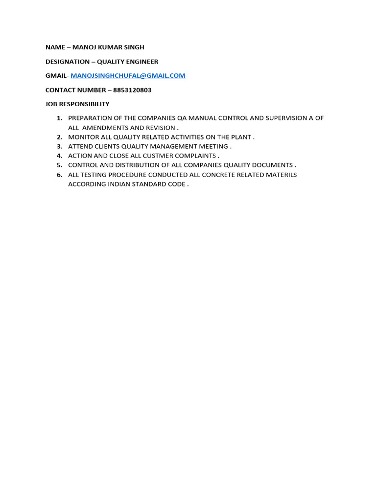 Manoj Kumar Report | PDF