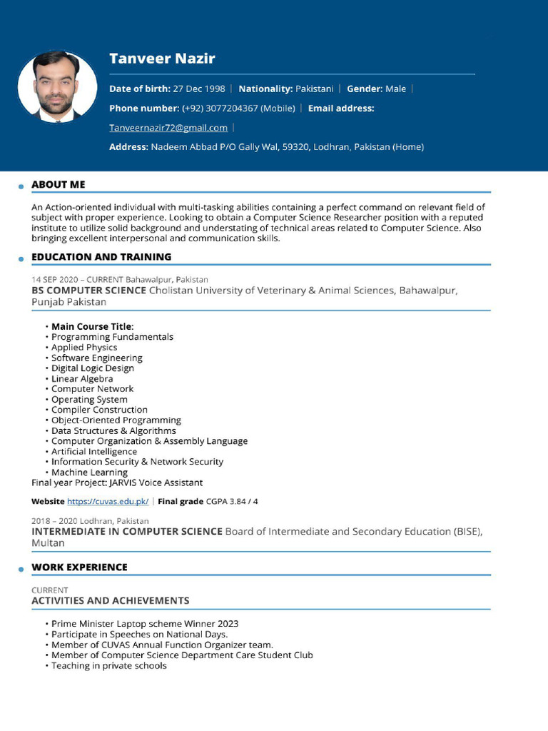 Tanveer Final CV With Out Tag | PDF