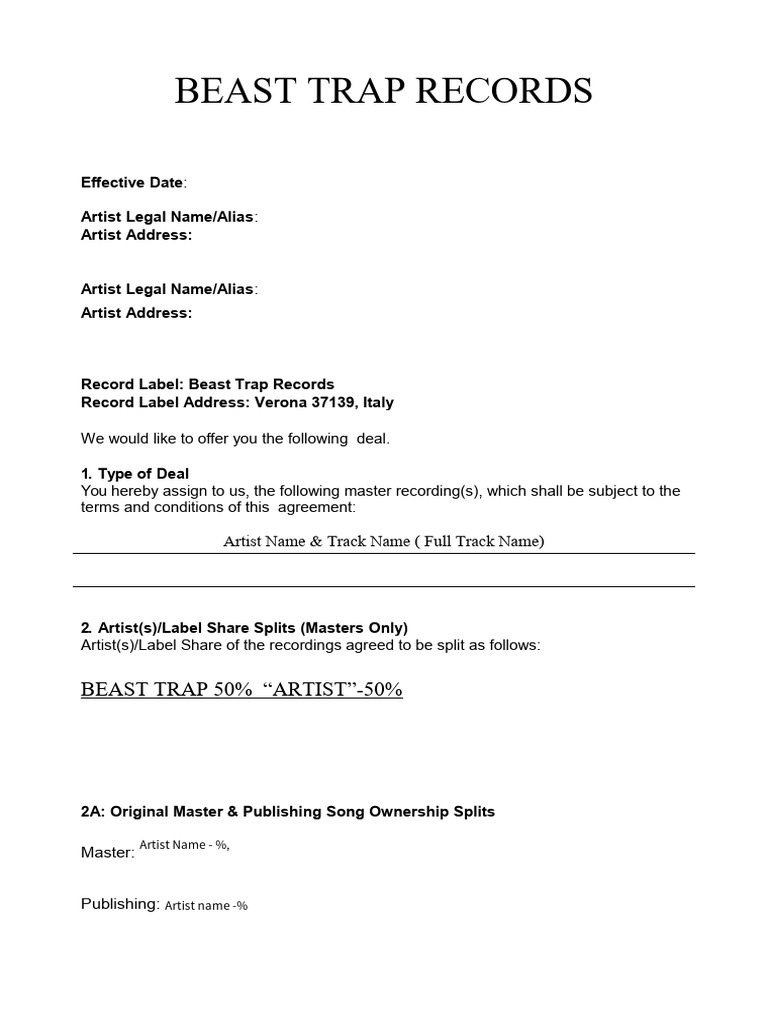 Beast Trap Records Contract For Artists PDF | PDF | Arbitration ...