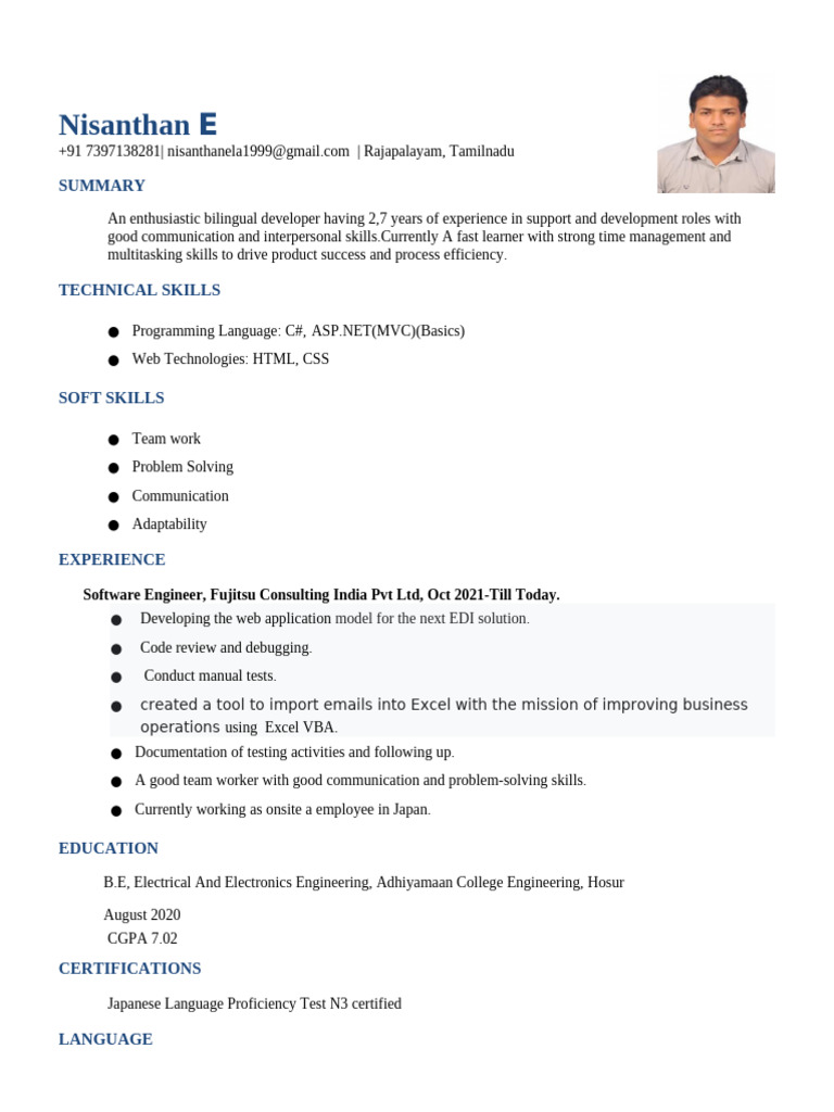 Nisanth Resume | PDF