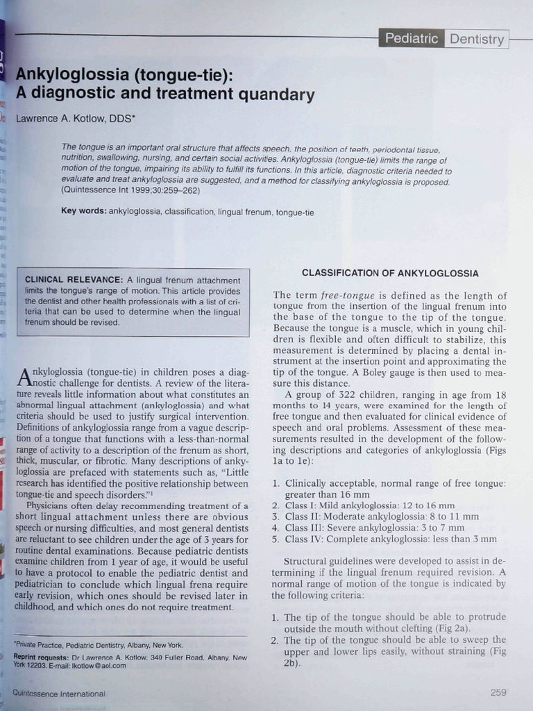 Ankyloglossia Classification and Treatment | PDF | Anesthesia ...