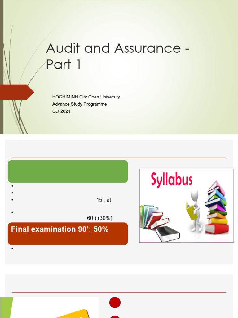 Chapter 1 - Audit Assurance Oct 2024 | PDF | Audit | Financial Audit