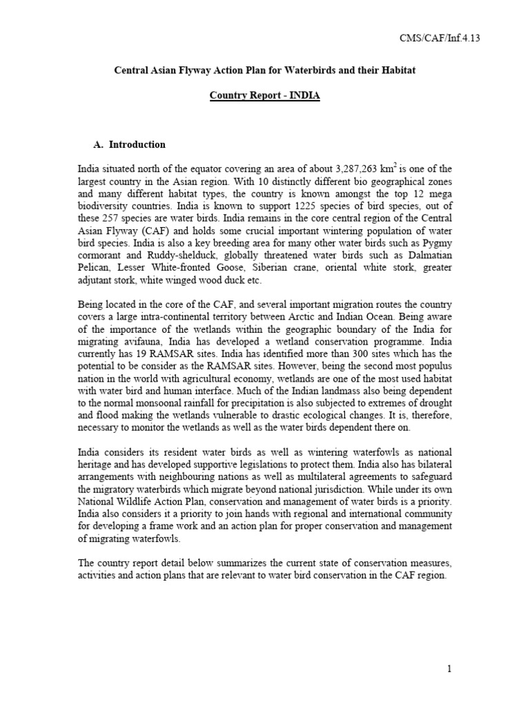 Central Asian Flyway Action Plan For Waterbirds and Their Habitat ...