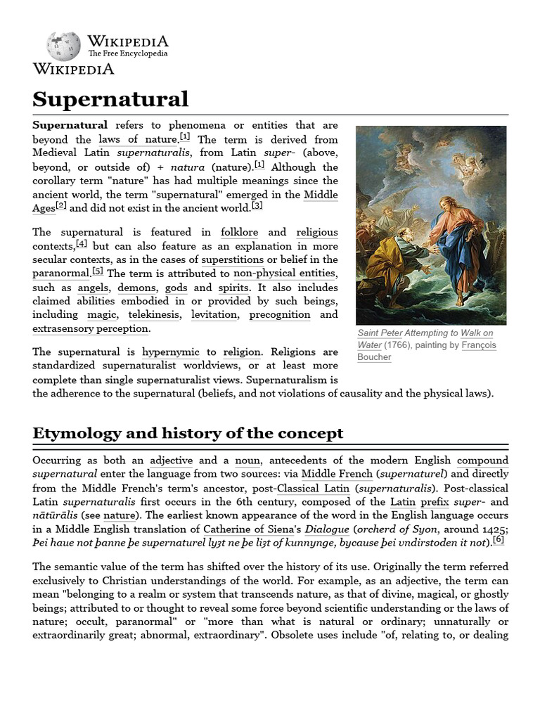 Supernatural - Wikipedia | PDF | Supernatural | Reincarnation