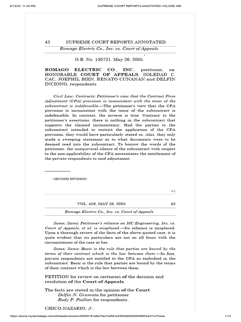 Romago Electric Co., Inc. vs. Court of Appeals | PDF | Appeal ...