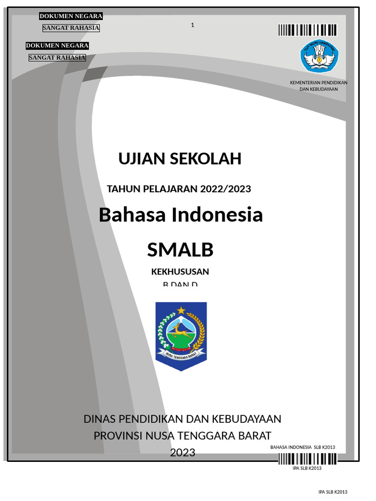 Soal BHS Indo Smalb B Dan D | PDF