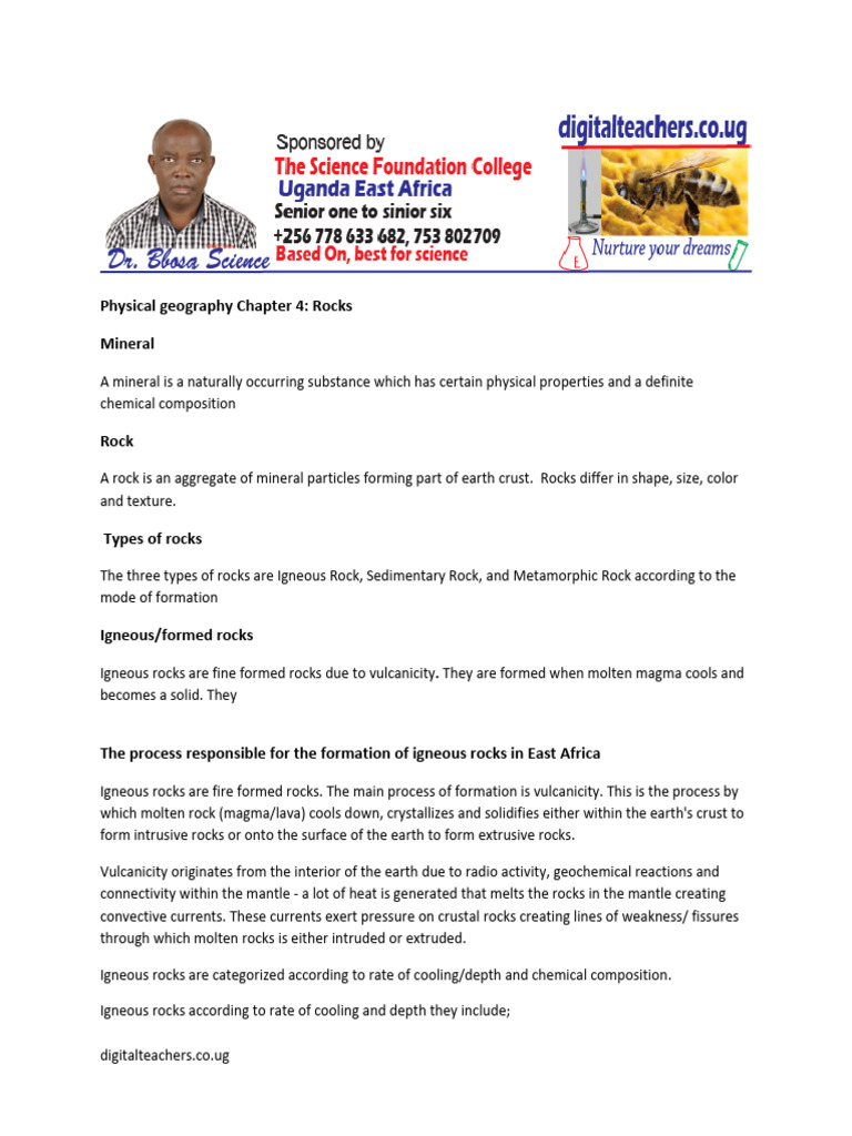 Types and Importance of Rocks in Geography | PDF | Rock (Geology ...