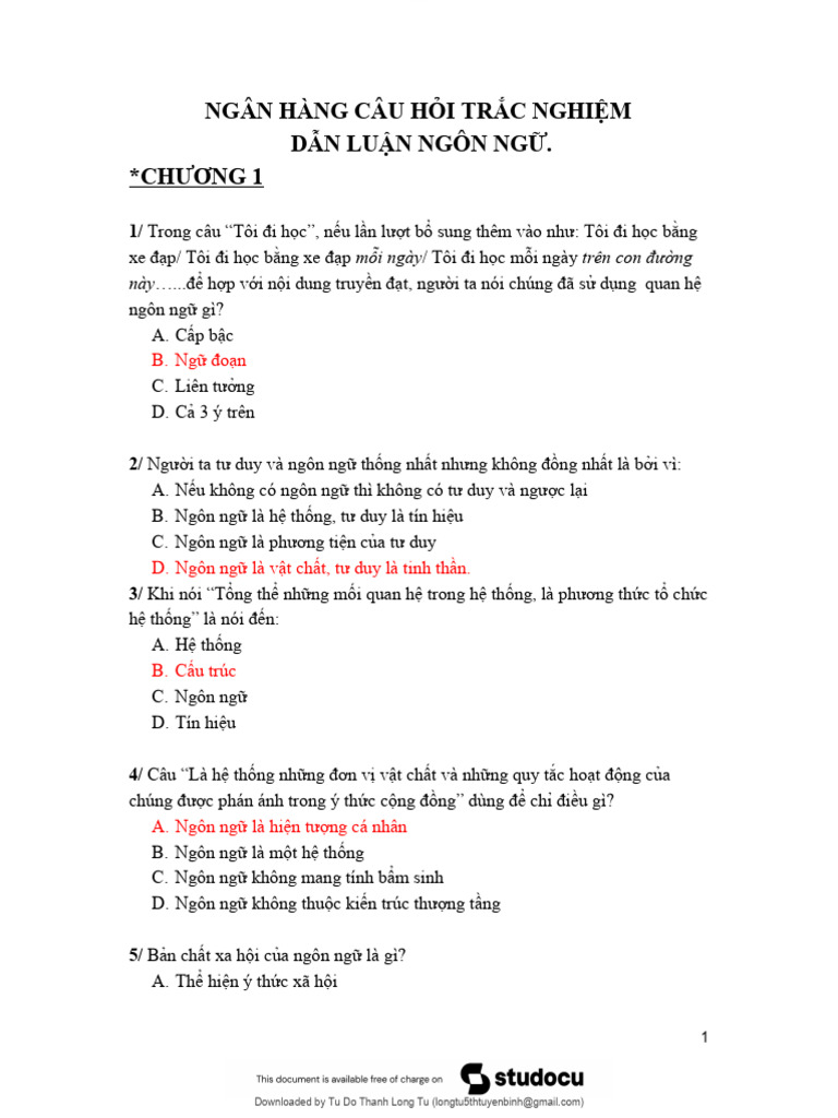 Câu hỏi trắc nghiệm NNHDC 2022 | PDF