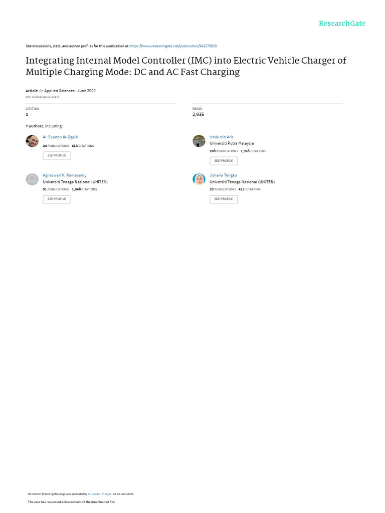 Integrating Internal Model Controller Into Electric Vehicle Charger of ...