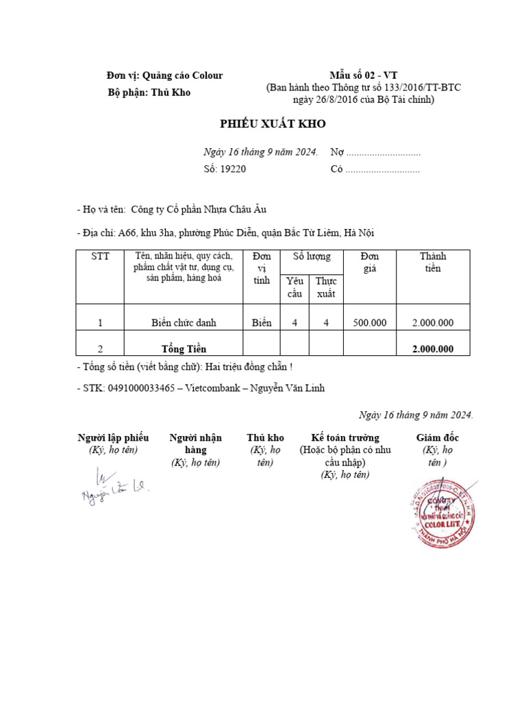 PHI UXU T Kho: NV: Qu NG Cáo Colour B PH N: TH Kho M Us 02 - VT | PDF