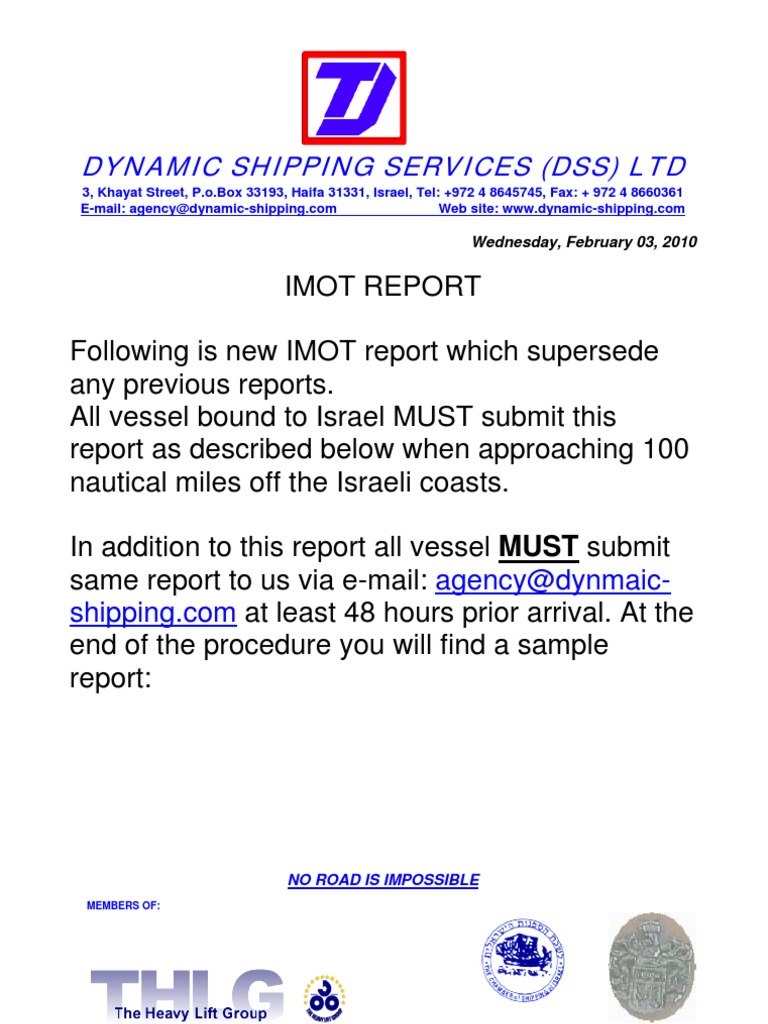 IMOT Reporting Requirements for Vessels | PDF | Very High Frequency ...