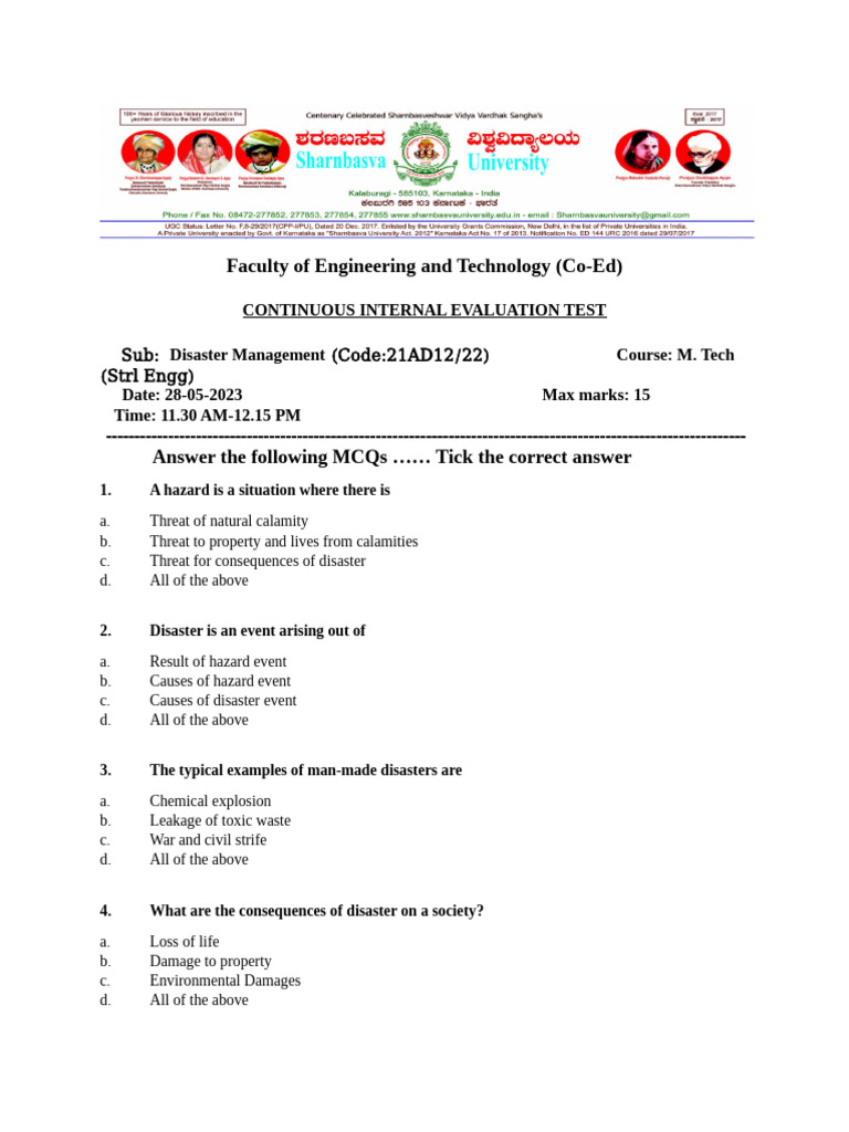 DM Ia QP 28-05-2023 | PDF | Earthquakes | Natural Disasters