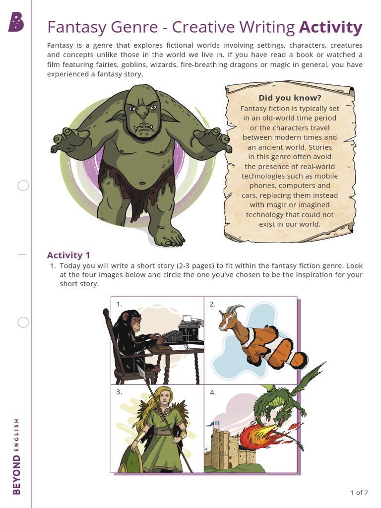Au L 1707641849 Fantasy Genre Creative Writing Activity - Ver - 1 | PDF ...