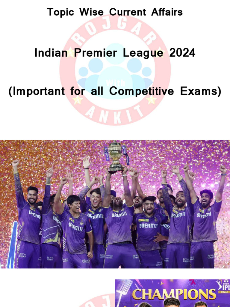 Topic Wise Current Affairs: Indian Premier League 2024 (Important For ...