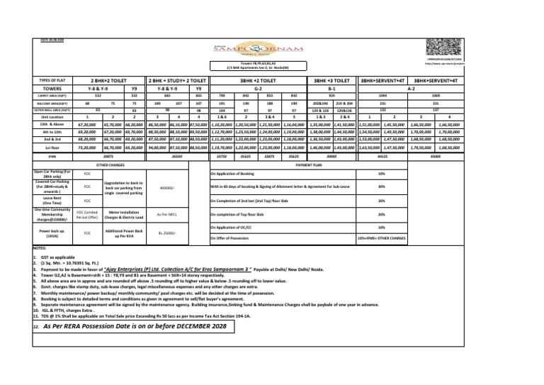 Price List ES-3 (Wef-03.08.24) | PDF | Payments | Taxes