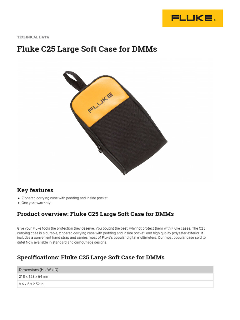 Fluke C25 Large Soft Case For DMMs | PDF