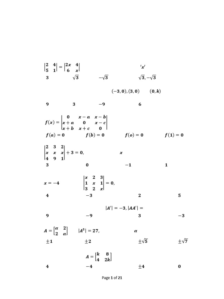 Class XII Mathematics Chapter Determinants Assingment Questions | PDF | Matrix (Mathematics ...