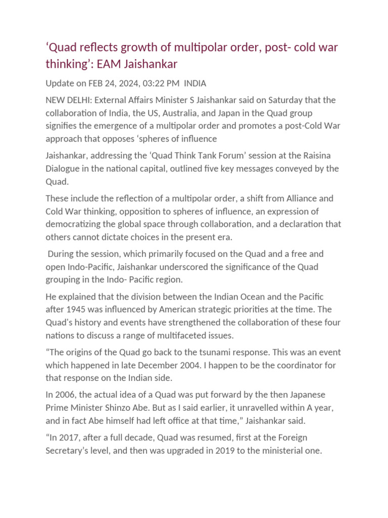 THE QUAD | PDF | International Relations | Diplomacy