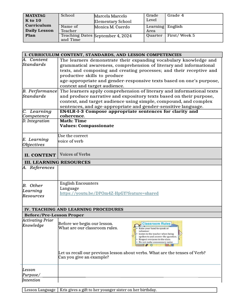 DLP Day 3 - English 4 Quarter 1 Week 5 | PDF | Subject (Grammar ...