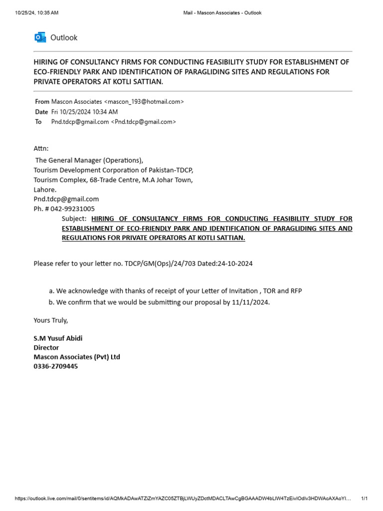 Acknowledgement Email - Mascon Associates - TDCP | PDF | Technology ...